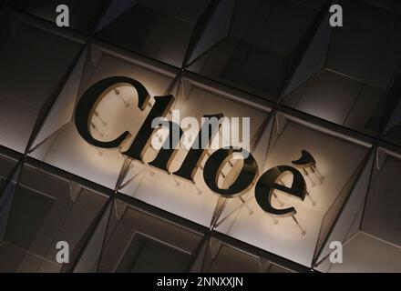 The logo of Chloé is seen at Ginza district in Chuo Ward, Tokyo on ...