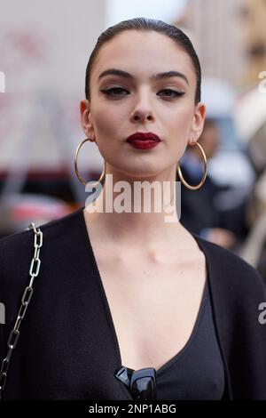 Deva Cassel outside Dolce & Gabbana fashion show during the Milan ...