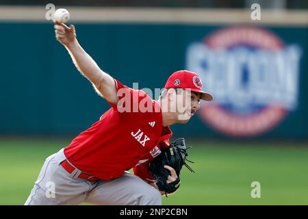 Jacksonville St. pitcher Jake Peppers (44) pitches during an NCAA ...