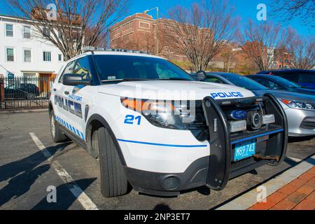 Boston police suv interceptor patrol car blocking traffic intersection ...