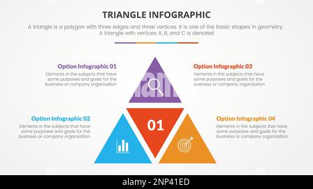 infographic triangle concept for slide presentation with 3 point list with flat style vector ...