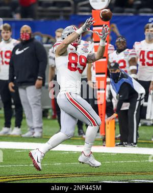 Ohio State tight end Luke Farrell makes a catch during an NFL Pro Day ...