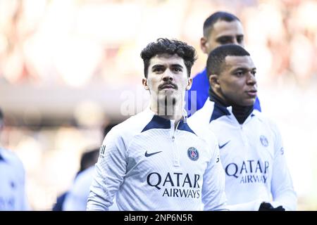 Vitor Machado Ferreira (Vitinha) and Kylian Mbappe during the public ...