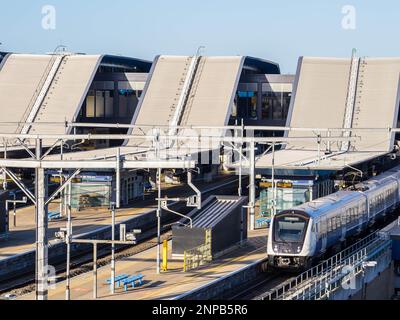 The New Elizabeth Line, at Reading Rail Station, Reading, Berkshire ...