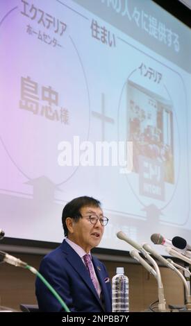 Akio Nitori, Chairman and CEO of Nitori Holdings, attends a press ...