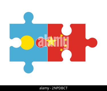 Connected puzzle of flags of Palau and United Kingdom, vector Stock ...