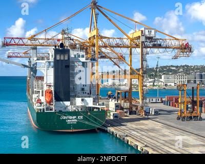 Shipping containers, Bridgetown, Barbados, Caribbean Stock Photo - Alamy