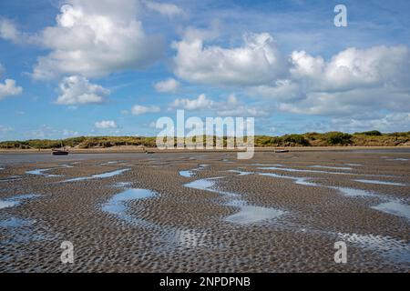Low tide on the River Nervern estuary at Newport, Pembrokeshire, Wales ...