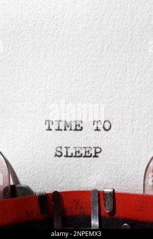 Time to sleep text written with a typewriter Stock Photo - Alamy