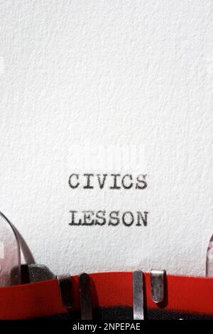 Civics lesson text written with a typewriter Stock Photo - Alamy