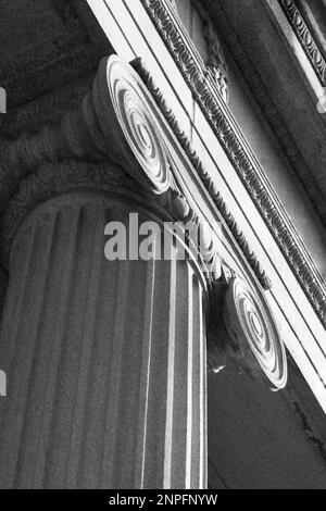 A tall Greek column with a fluted trunk and a scroll capital Stock ...