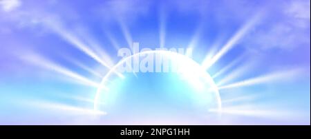 Sunscreen protection sphere on blue sky background. Vector realistic ...