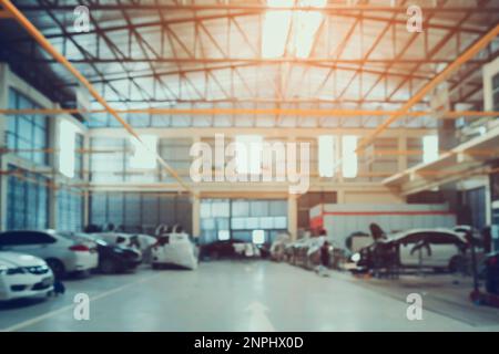 Car repair service centre interior blurred background Stock Photo - Alamy