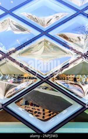 Prada Aoyama store, Tokyo. Interior of part of the second floor along ...