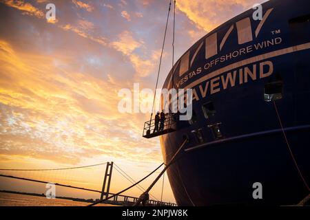 Welders work on the hull of MV BRAVEWIND, the second 10,000 DWT full ...