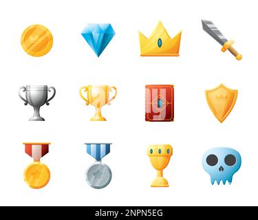 Game UI assets set. Gaming user interface icons collection. vector ...