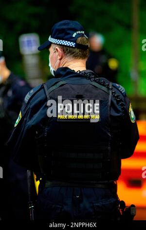 NSW Police Public Order and Riot Squad, including water canon, in a ...