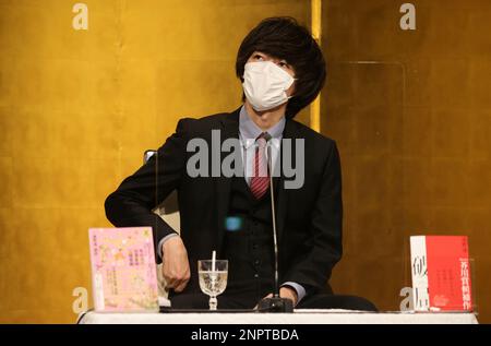 Japanese novelist Haruka Tono speaks to media after receiving Akutagawa ...