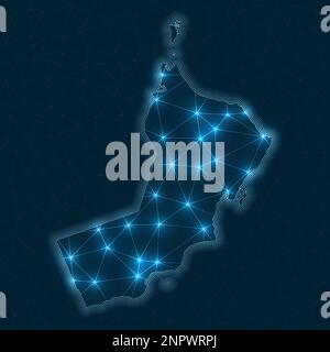 Network map of Oman. country digital connections map. Technology, internet, network ...