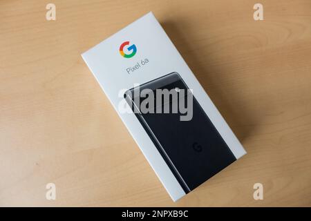 Google pixel 6a phone and box Stock Photo - Alamy