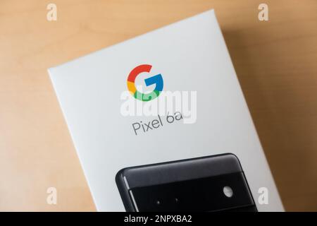 Google pixel 6a phone and box Stock Photo - Alamy