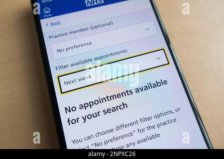 NHS app showing appointments available with GP when selected next 8 ...