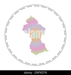 Guyana icon. Round logo with country map and title. Stylish Guyana badge with map. Vector ...