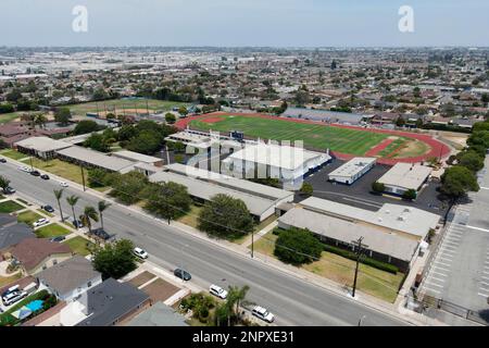 A general overall aerial view of the Serra Cavaliers logo in the end ...