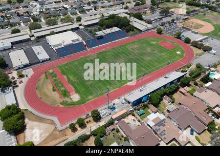 A general overall aerial view of the Serra Cavaliers logo in the end ...