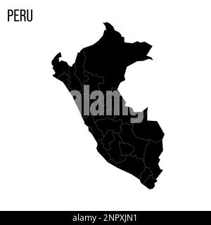 Vector blank map of Peru with departments, provinces and administrative ...