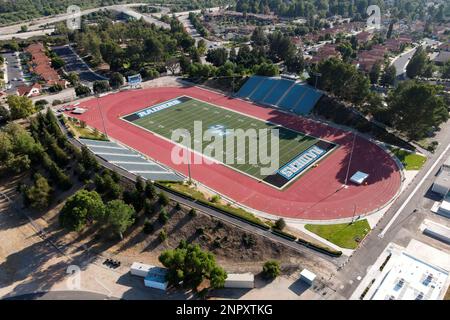 A general overall aerial view of the Moorpark High School track and ...