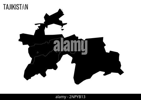 Tajikistan Map. Tajikistani Country Map. Black and White Tajik National ...