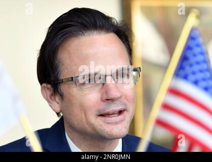 Gary Schaefer, a consul of U.S. consulate, speaks during an interview ...