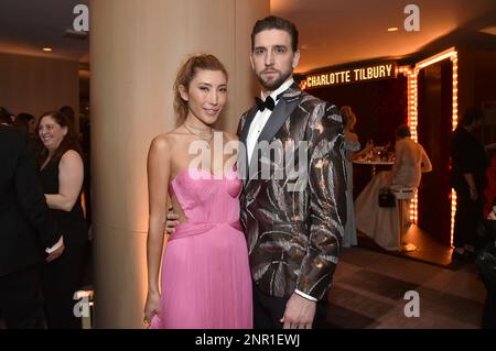 Dichen Lachman, left, and Maximilian Osinski arrive at the season three ...