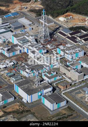 An aerial photo shows the Rokkasho Nuclear Fuel Reprocessing Facility ...