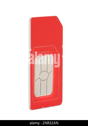 New red SIM card isolated on white Stock Photo - Alamy