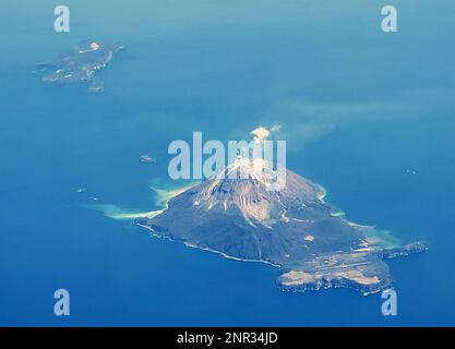 An aerial photo shows Iwo Jima (Iō Tō / Ioto / Io To) in Ogasawara ...