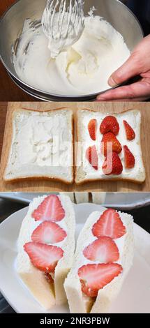 Fruit Sandwich Ichigo Sando, Japanese Popular Dessert, Sandwich with ...
