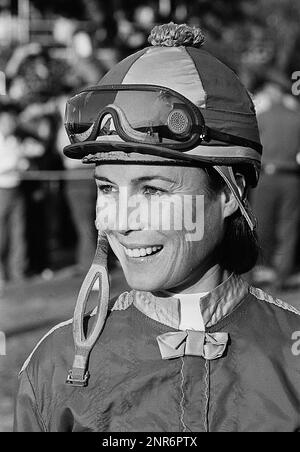 Jockey Robyn Smith after a horse race at Santa Anita Race Track in ...