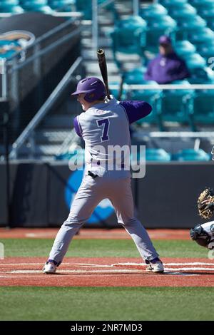 Justice Bigbie (7) of the Western Carolina Catamounts at bat against ...