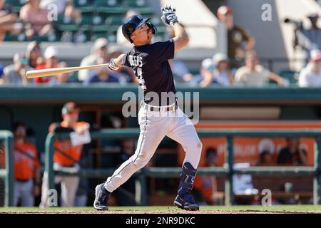Detroit Tigers' Jake Rogers hits a single against the Toronto Blue Jays ...