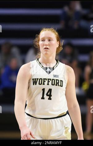 SPARTANBURG,SC- FEBRUARY 09: Wofford College guard Annabelle Schultz (1 ...