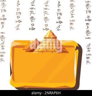 Stone board or clay tablet with pyramid silhouette and Egyptian ...