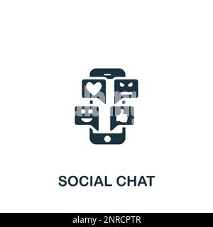 Social chat icon. Monochrome simple sign from speech collection. Social ...