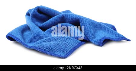 Clean blue microfiber cloth isolated on white Stock Photo - Alamy