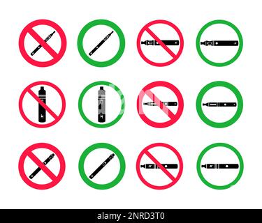 No vaping and vaping area signs. Red forbidden and green allowed ...