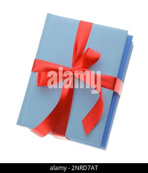 Different books tied with red ribbon isolated on white Stock Photo - Alamy