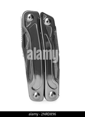 Compact portable metallic multitool isolated on white Stock Photo - Alamy