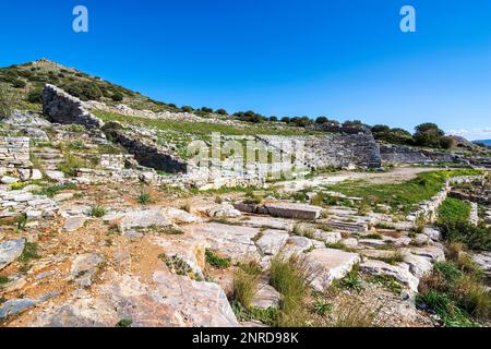 View of the ancient greek theater of Thorikos in Lavrio, Greece Stock ...