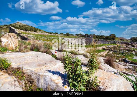 View of the ancient greek theater of Thorikos in Lavrio, Greece Stock ...